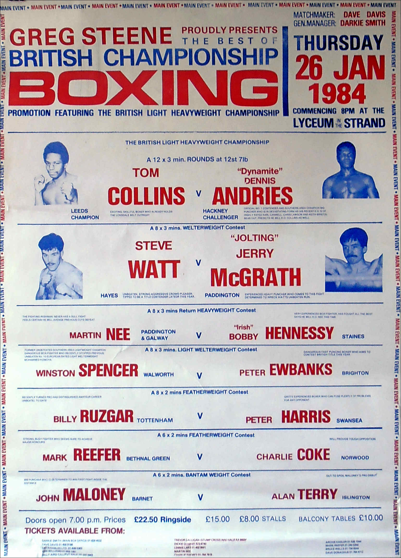 DENNIS ANDRIES vs. TOM COLLINS (2) Site