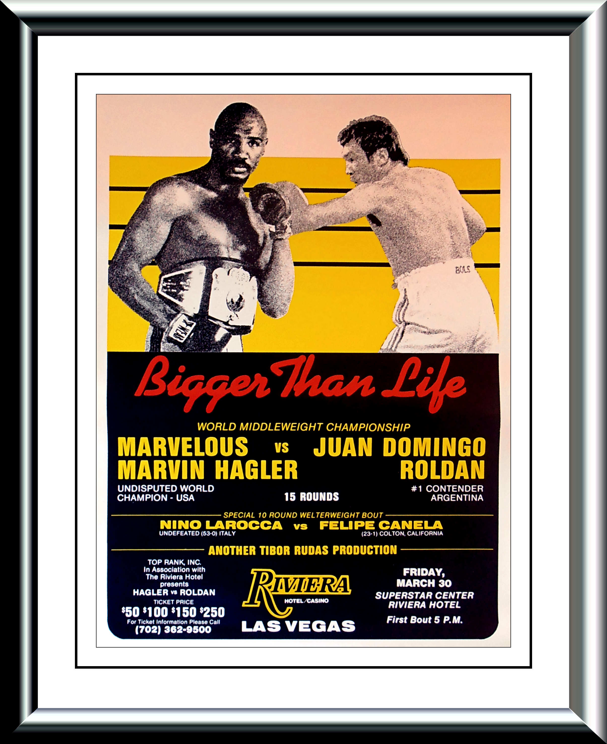 MARVIN HAGLER vs. JUAN ROLDAN (Site*)